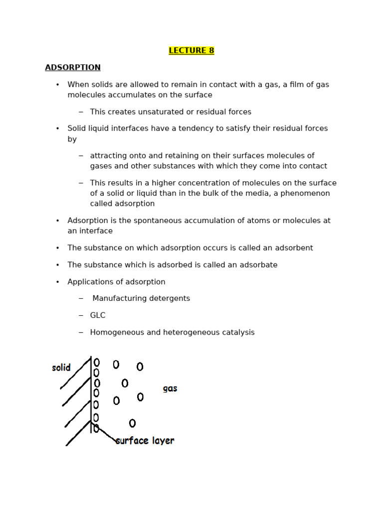 Lecture 8 Colloid Chemistry | PDF | Adsorption | Scientific Phenomena