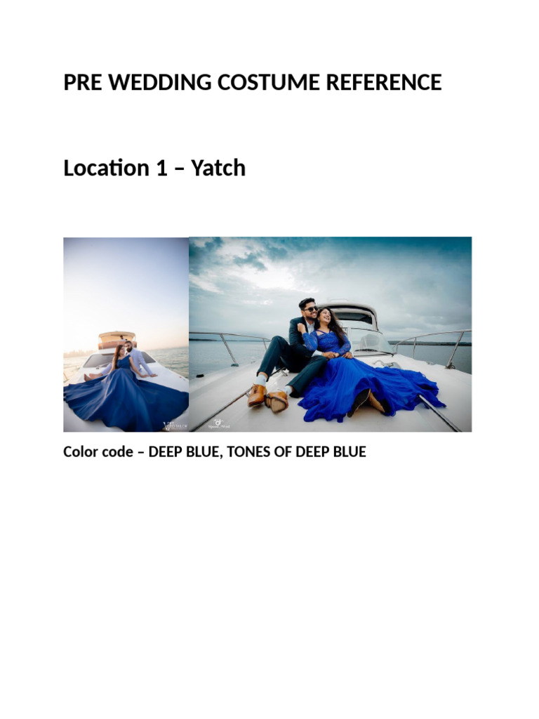 Pre Wedding Costume Reference | PDF