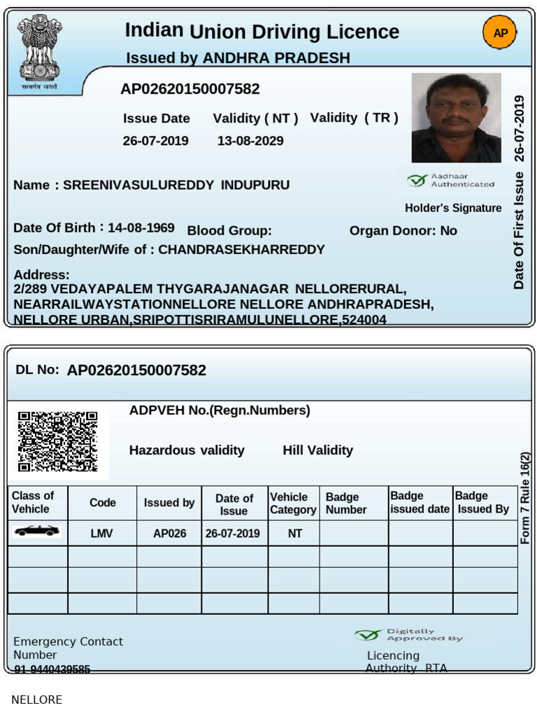 Andhra Pradesh Driving Licence Details | PDF