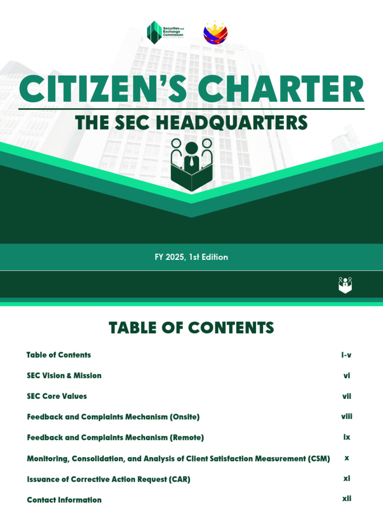 (SEC Headquarters) Citizen's Charter FY 2025, 1st Ed | PDF | Governance ...