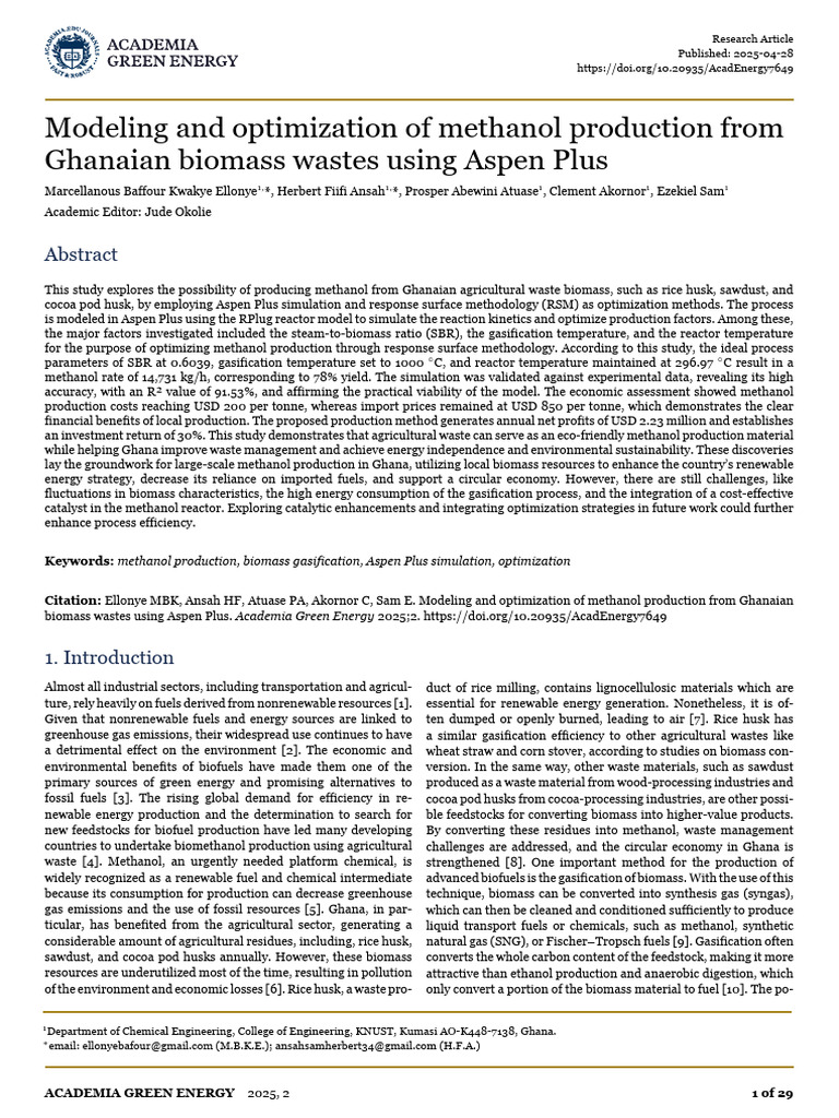 Modeling_and_optimization_of_methanol_pr | PDF | Biofuel | Gasification