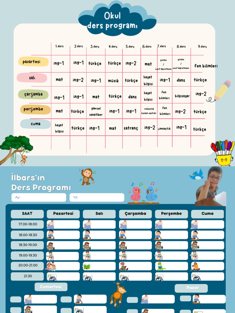 Pink and Green Colorful Cute School Class Schedule PDF | PDF