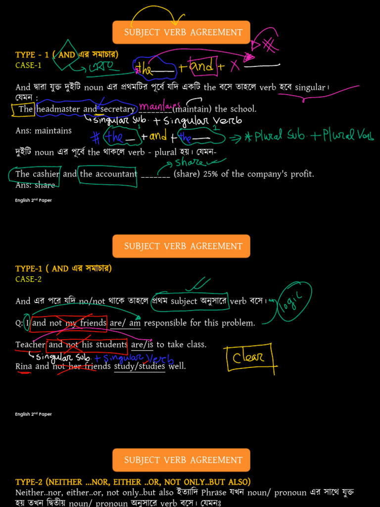 SUB VERB AGREEMENT RIGHT FORMS OF VERB Full | PDF | Grammatical Number ...