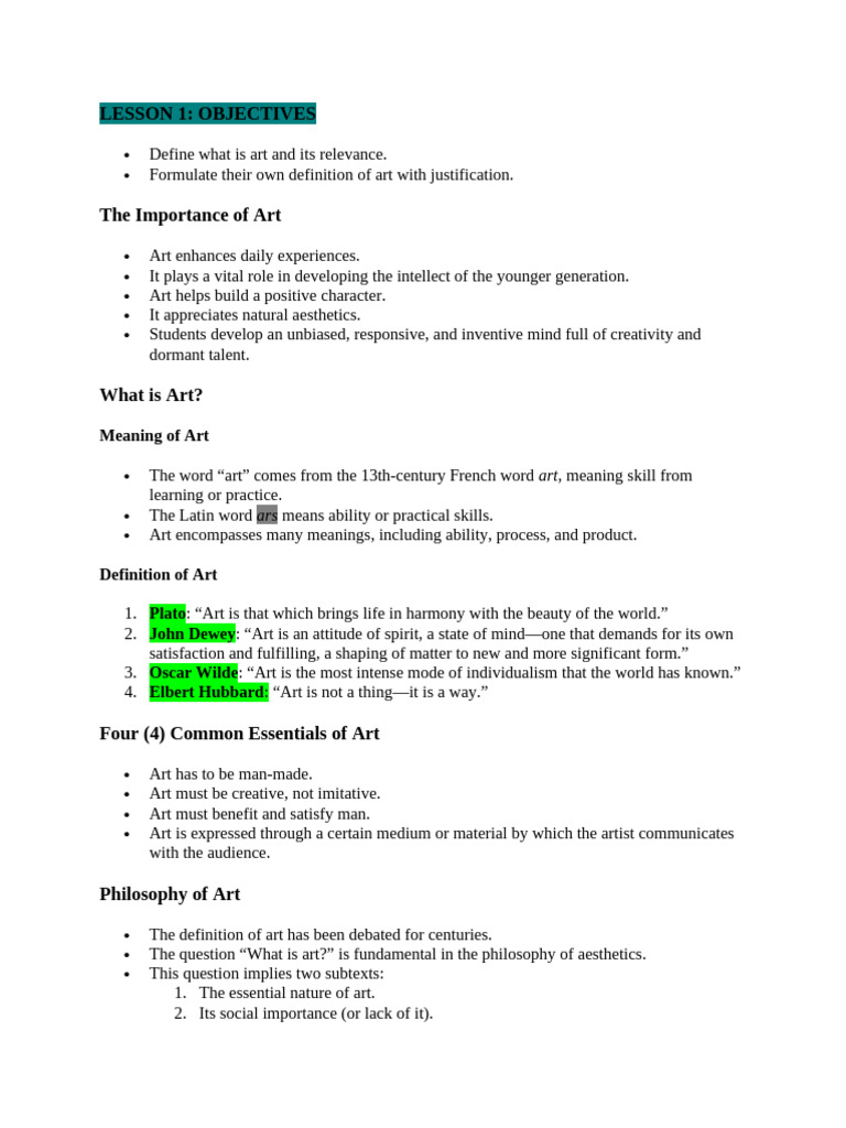 Arts Appreciation Reviewer | PDF | The Arts | Image