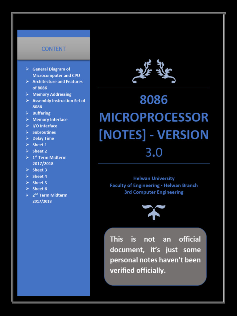 8086 Microprocessor Notes Version 3.0 Black Background | PDF | Random ...