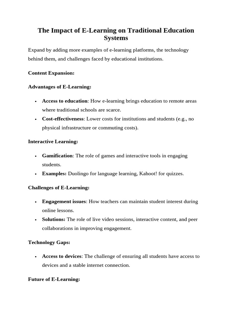 The Impact of E-Learning On Traditional Education Systems | PDF