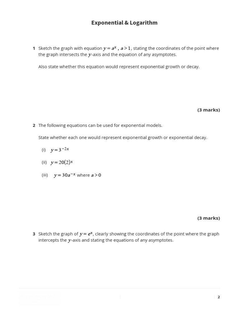 3 1 Exponential Logarithms 28p3GKNoUoRnqulm | PDF | Exponential Function | Velocity