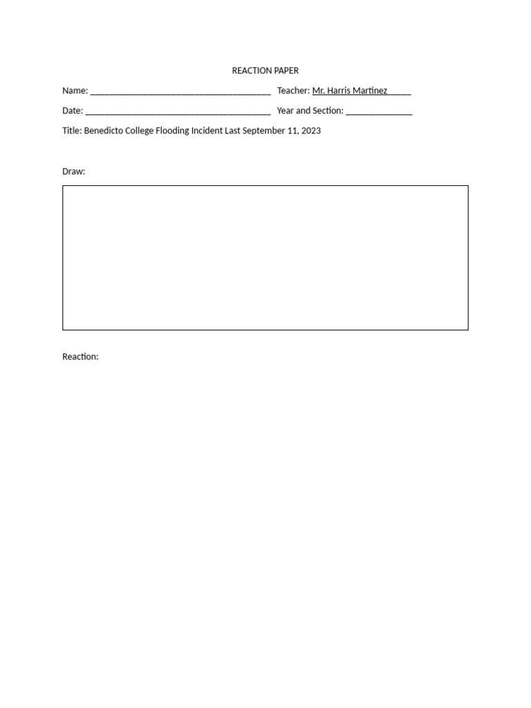 Reaction Paper Format | PDF