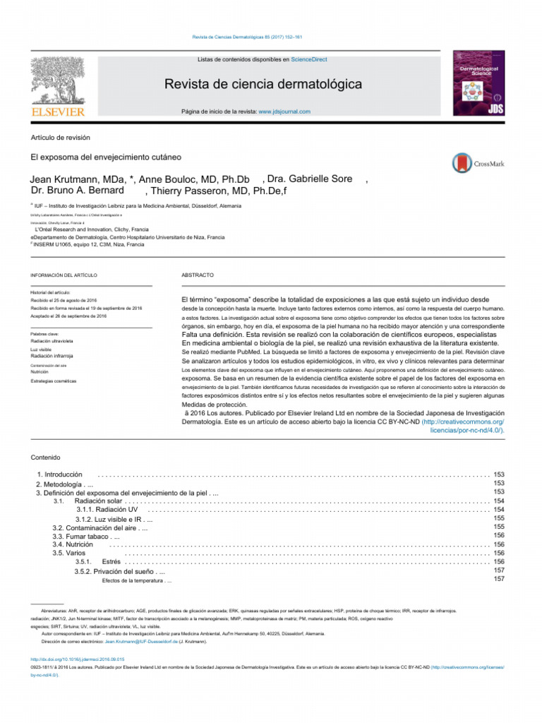 The Skin Aging Exposome - ESPAÑOL | PDF | Ultravioleta | Antioxidante