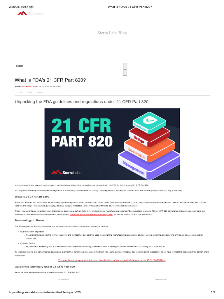 Understanding FDA 21 CFR Part 820 | PDF | Quality Management System ...