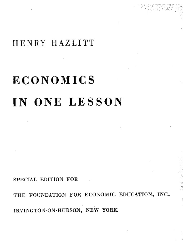 Economics in One Lesson | PDF