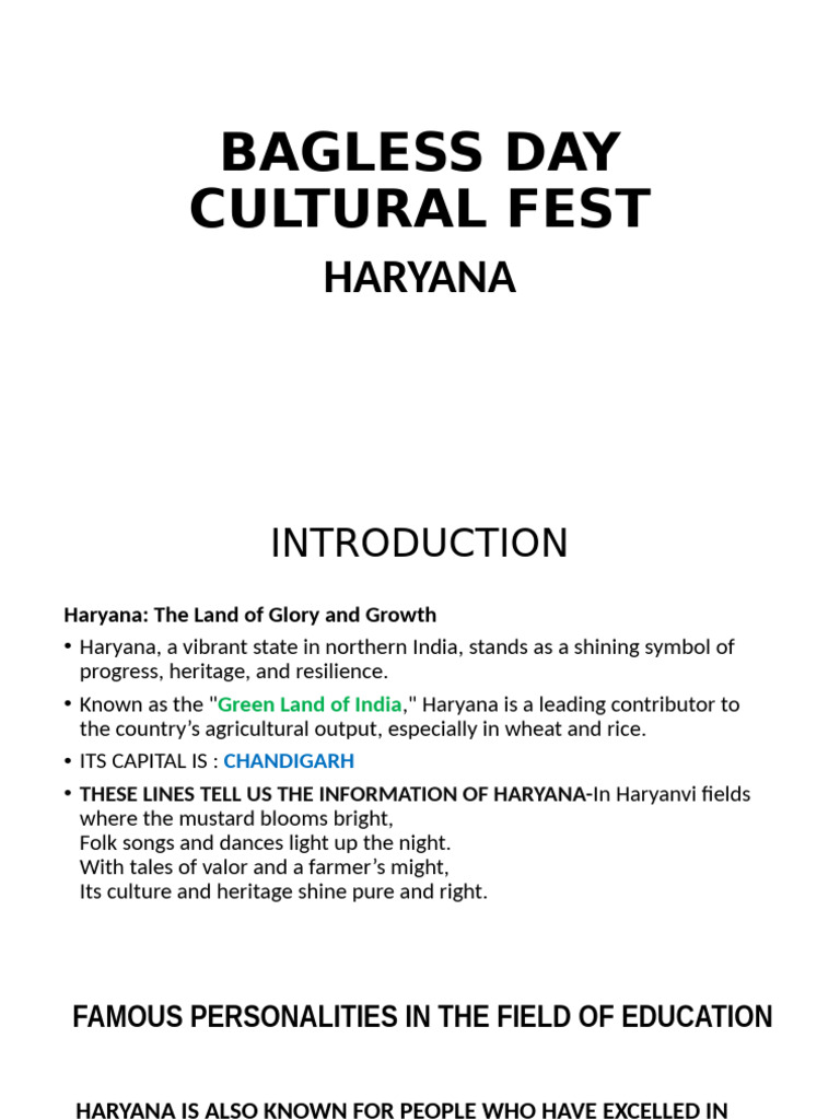Bagless Day Cultural Fest | PDF
