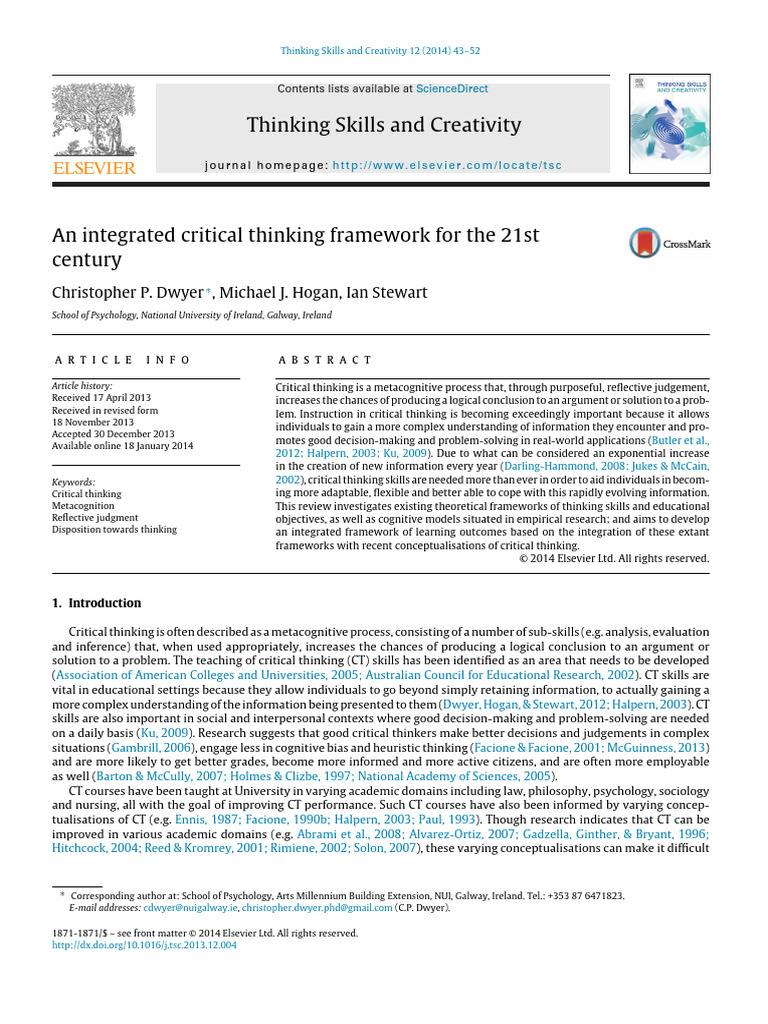 Integrated Critical Thinking Framework | PDF | Long Term Memory ...