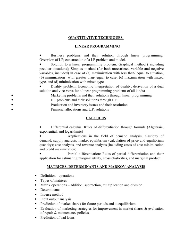 Quantitative Techniques Pdf Linear Programming Mathematical