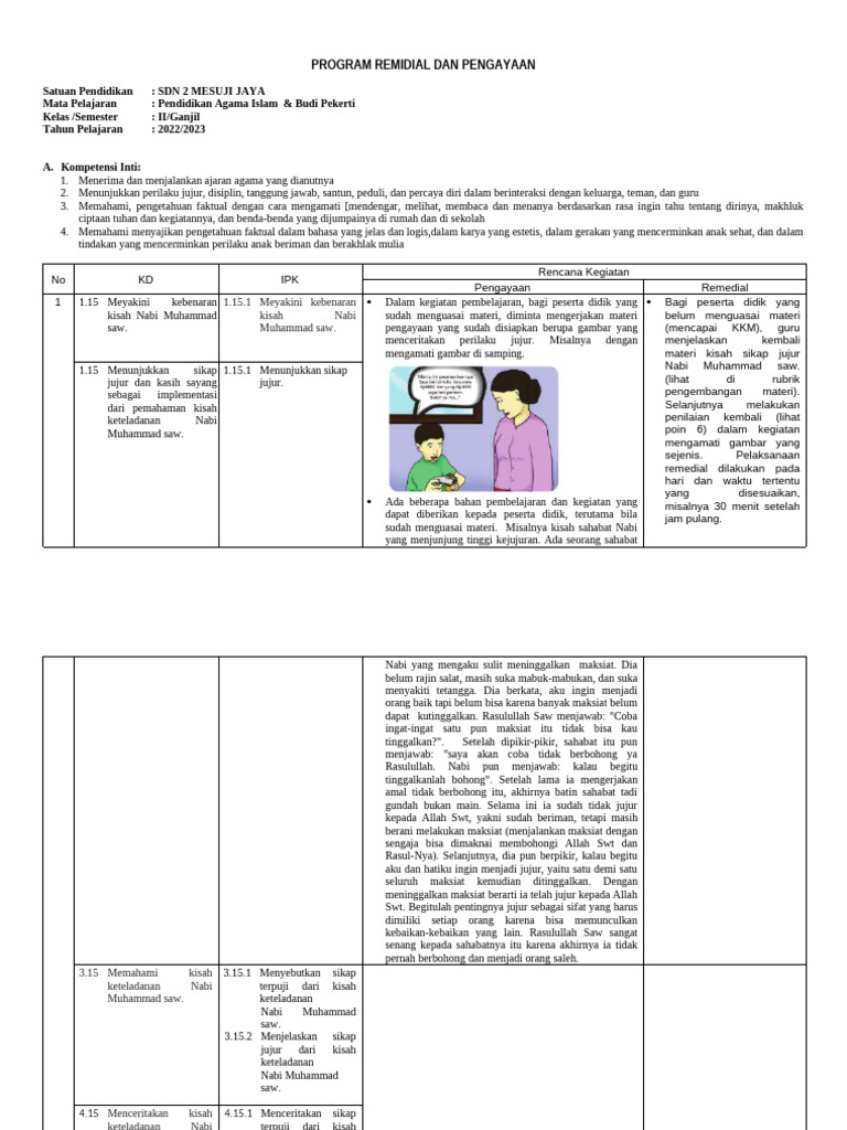 Program Remidial Dan Pengayaan Semester 1 | PDF