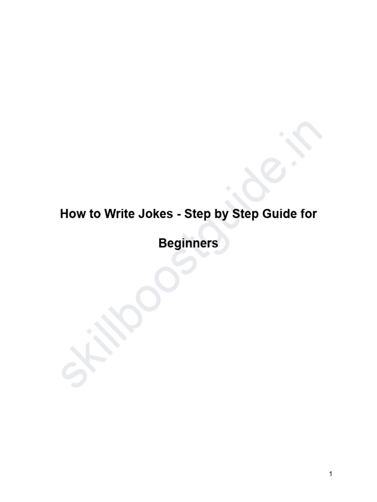How To Write Jokes - Step by Step Guide For Beginners | PDF | Jokes ...