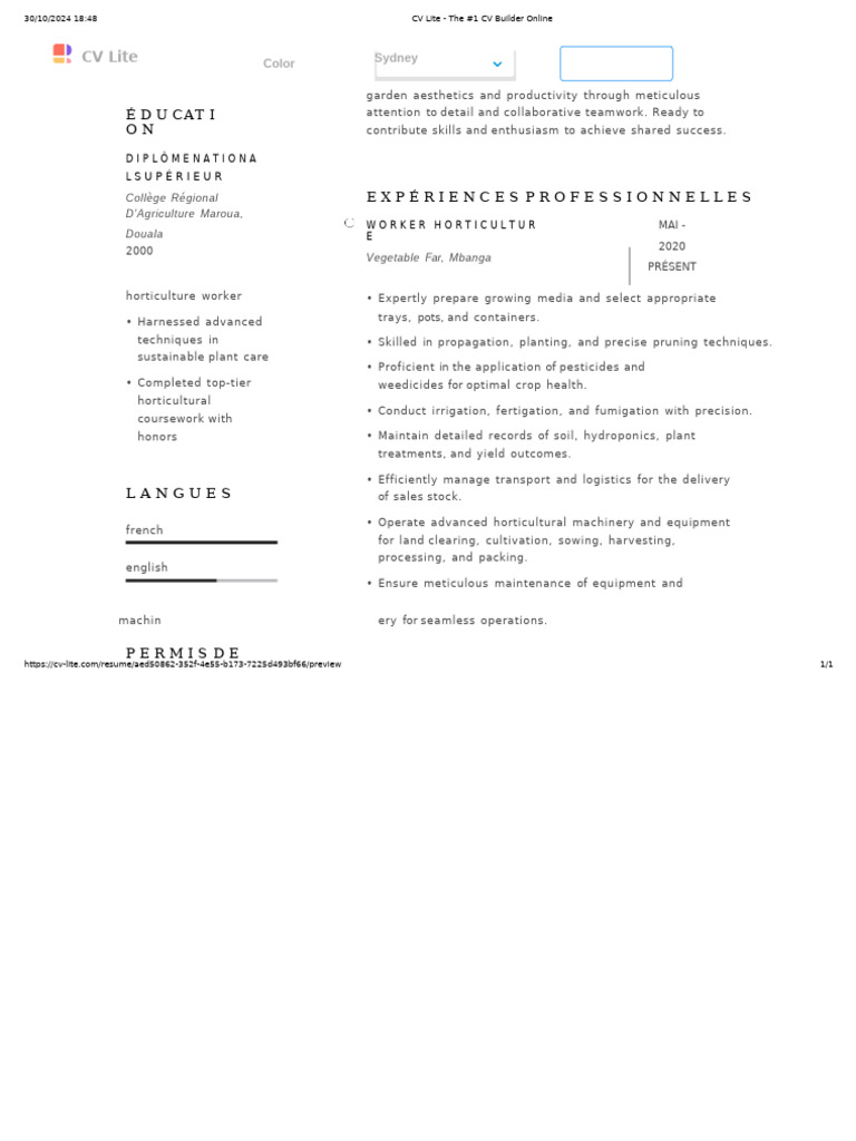 CV Lite - The #1 CV Builder Online | PDF | Horticulture | Agriculture