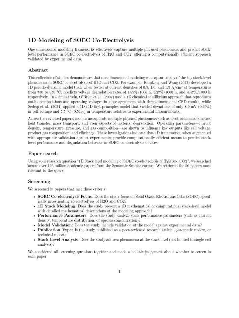 Elicit - 1D Modeling of SOEC Co-Electrolysis - Report | PDF | Applied And Interdisciplinary ...
