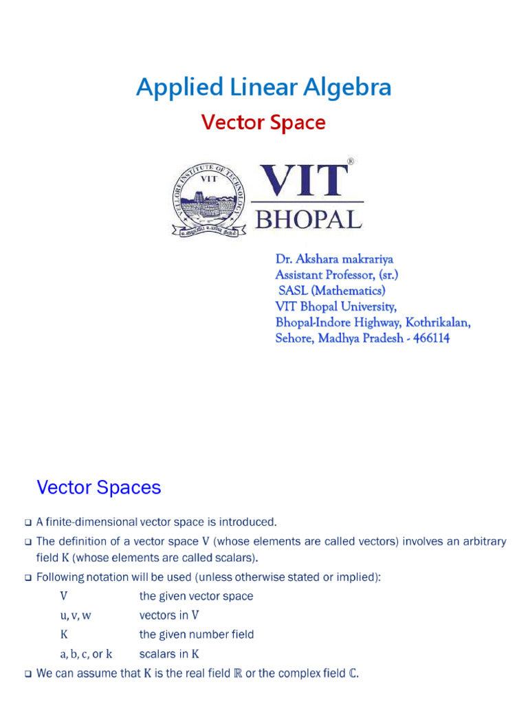 Vector Spaces | PDF | Linear Subspace | Linear Map