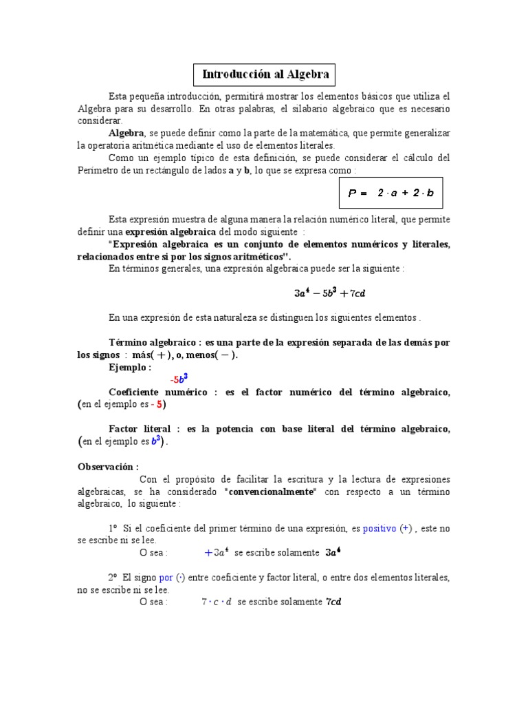 Introduccion Al Algebra | PDF | Álgebra | Álgebra abstracta