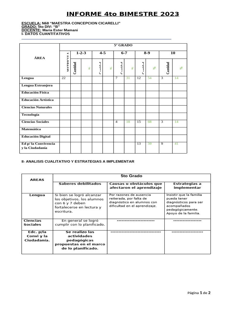 4° Bim Lengua 4to y 5to Grado Cuanti | PDF | Maestros | Aprendizaje