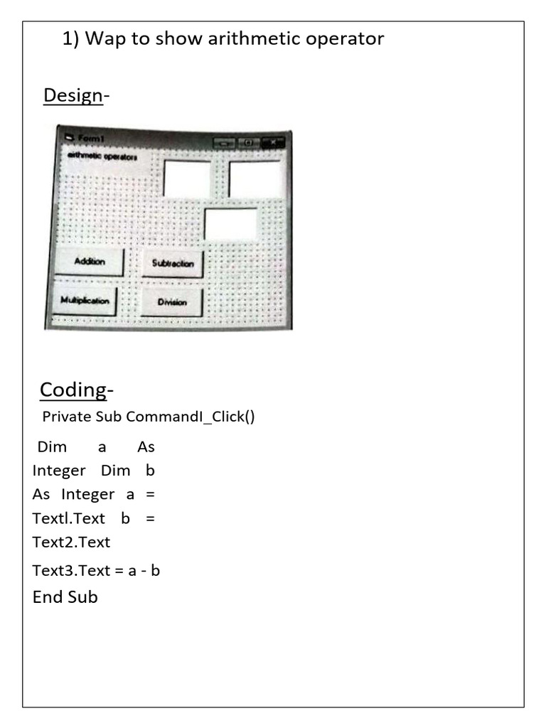 Practical File of Visual Basic | PDF | Integer (Computer Science) | Arithmetic