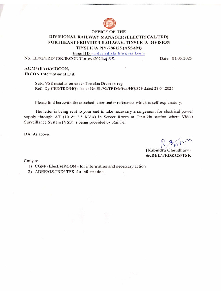 VSS Installation Under Tinsukia Division | PDF