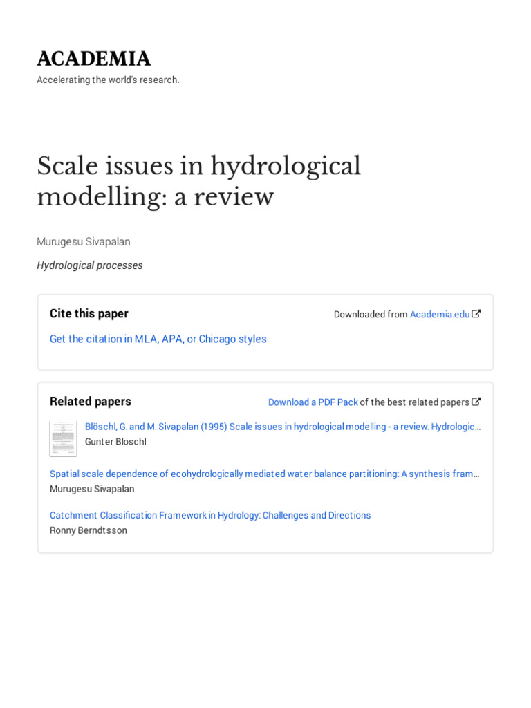 Scale Issue of Hydrological Modelling a Review | PDF | Hydrology ...