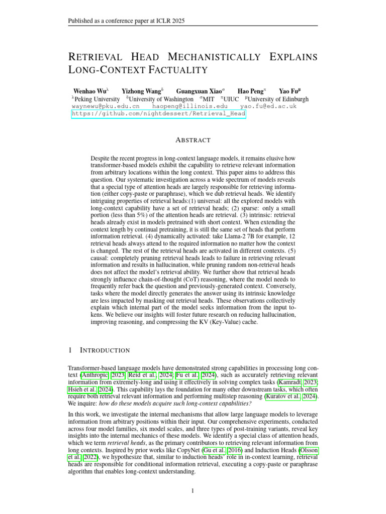2659 Retrieval Head Mechanisti | PDF | Information | Attention