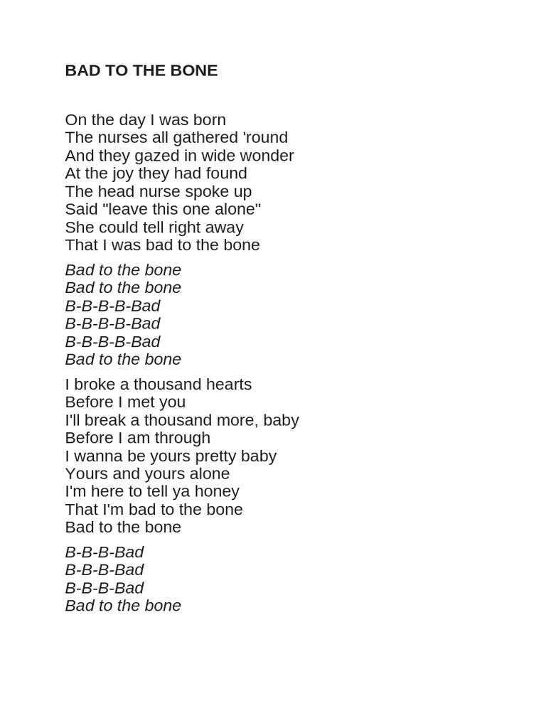 Bad To The Bone | PDF