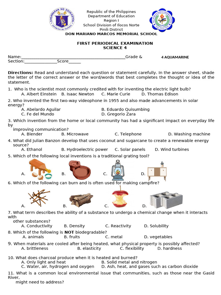 Science 4 Periodical Exam Guide | PDF | Water | Solar Panel