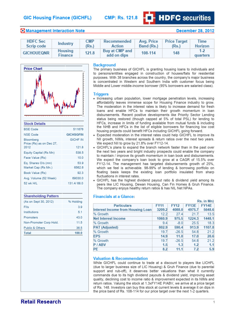 HDFCSEC GIC Housing | PDF | Interest | Loans
