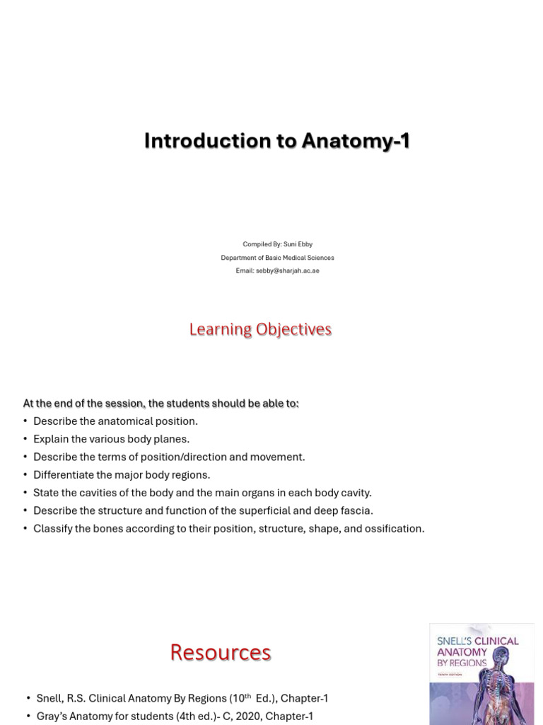 Introduction To Anatomy-1 | PDF | Anatomical Terms Of Motion | Bone