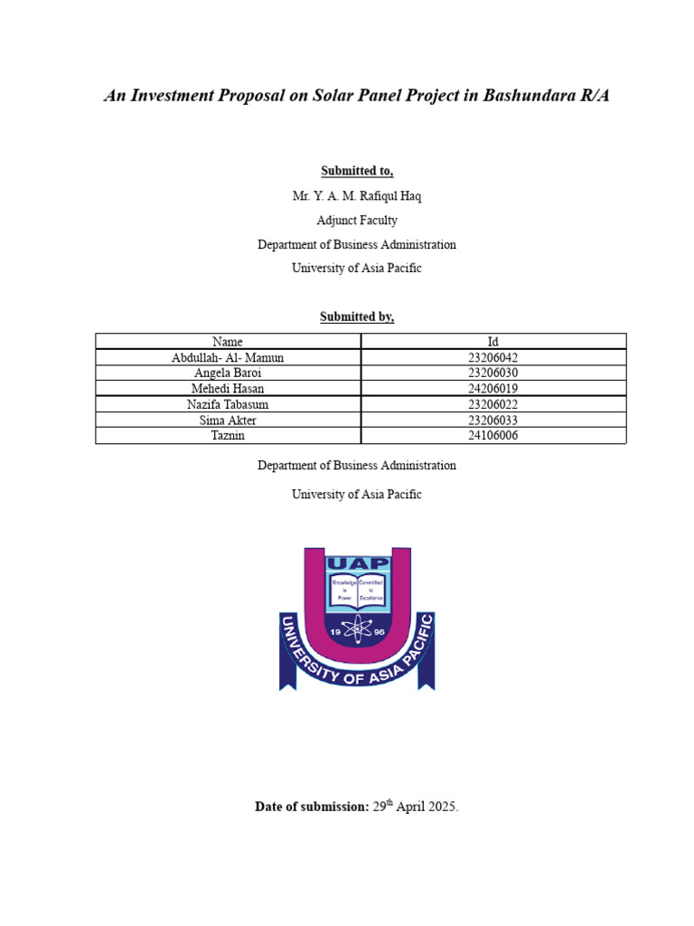 Solar Panel Presentation | PDF | Internal Rate Of Return | Net Present ...