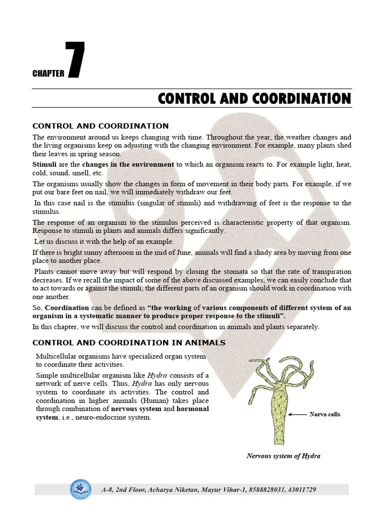 Ch.6. Control and Co-Ordination Study Material TSUS | PDF | Endocrine ...
