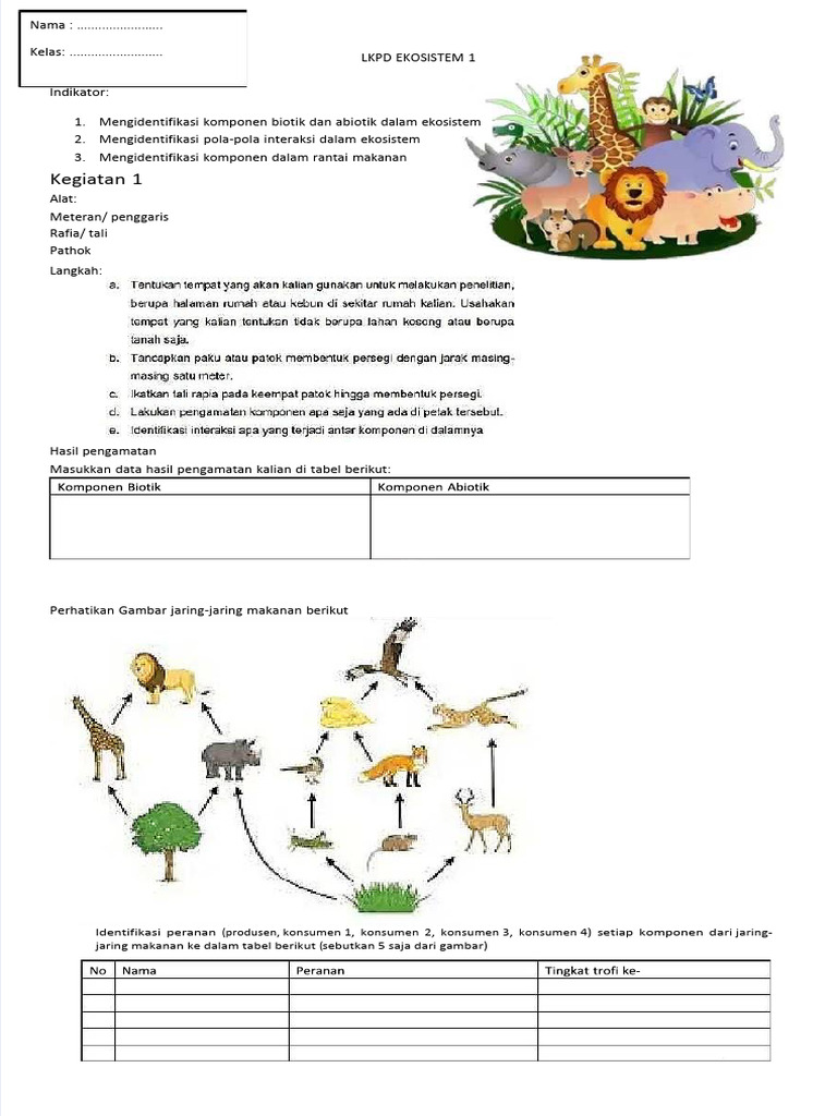 LKPD Ipa Kelas 7 Ekosistem | PDF
