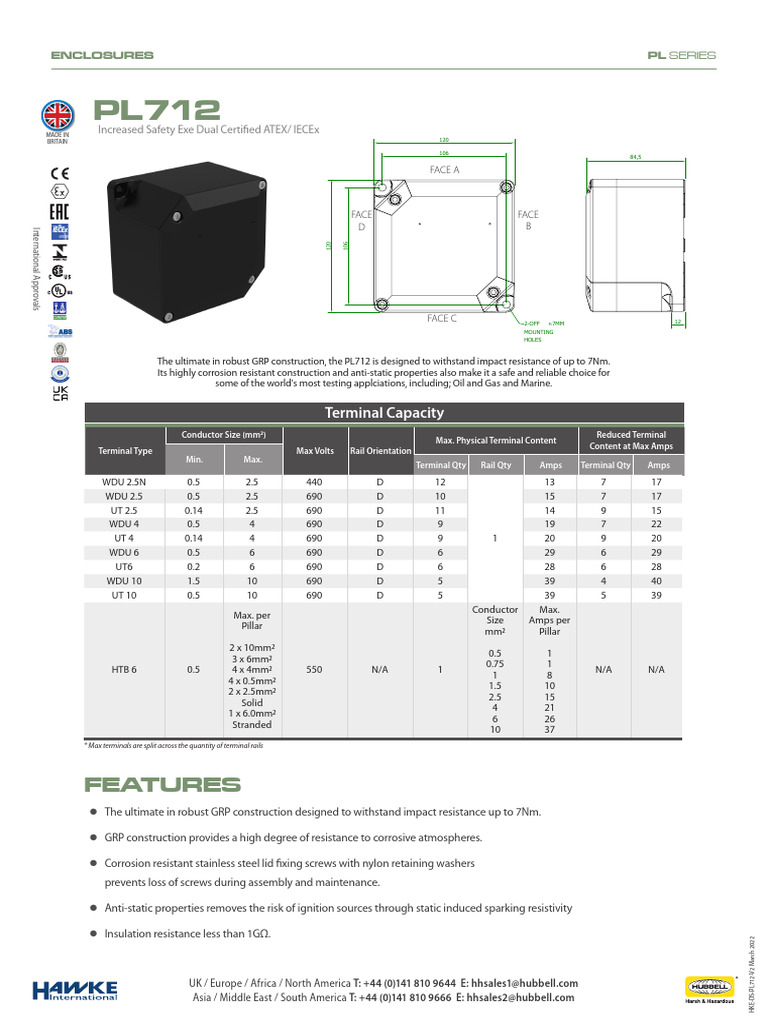 Enclosure Datasheet PL712 | PDF | Fiberglass | Mechanical Engineering