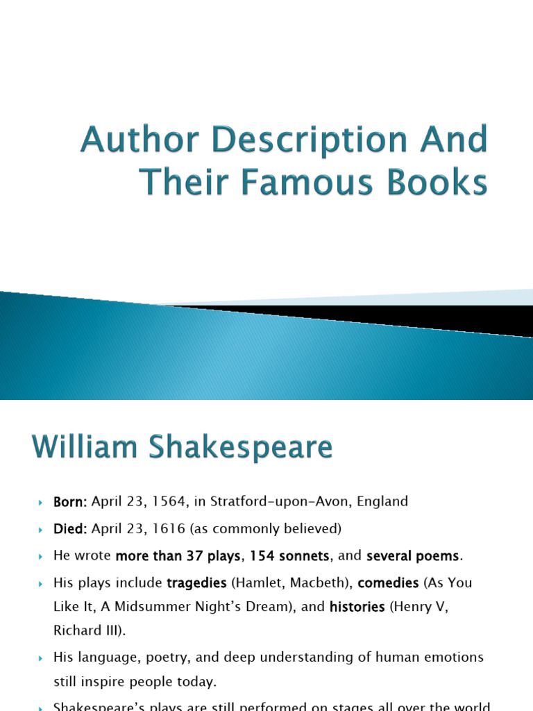 Author Description and Their Famous Books | PDF