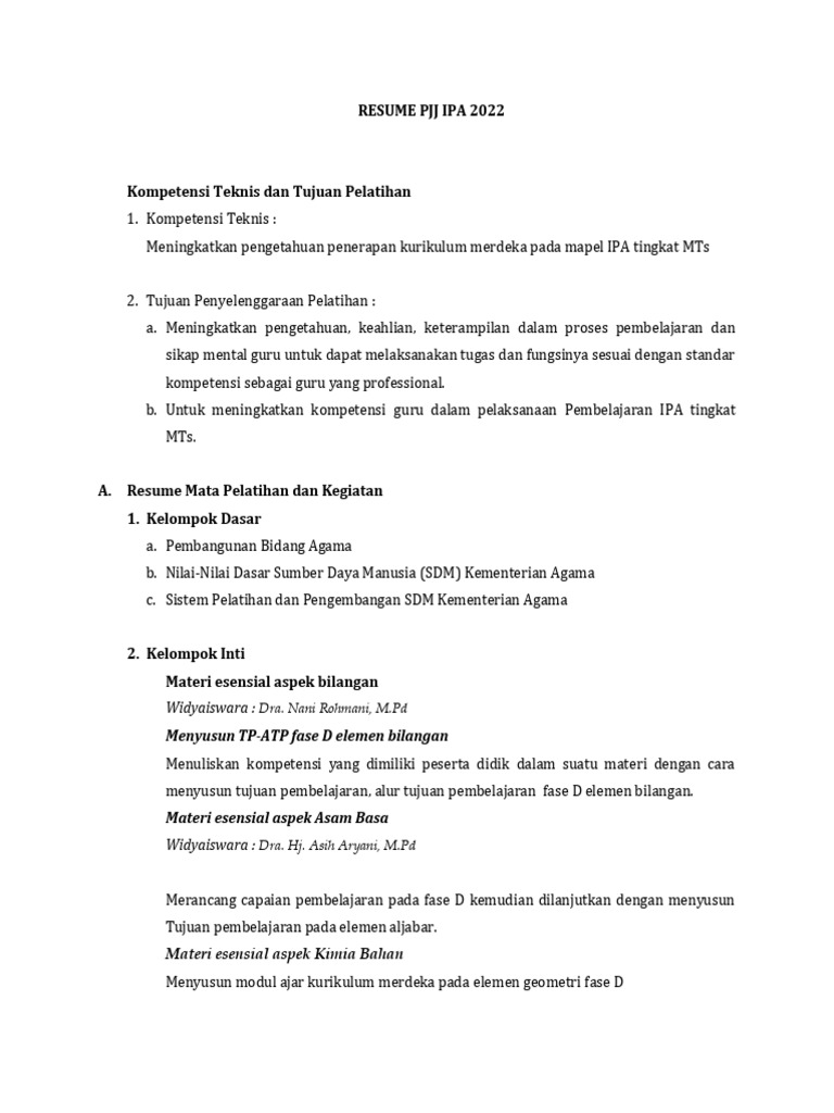 Resume PJJ Ipa 2022 | PDF