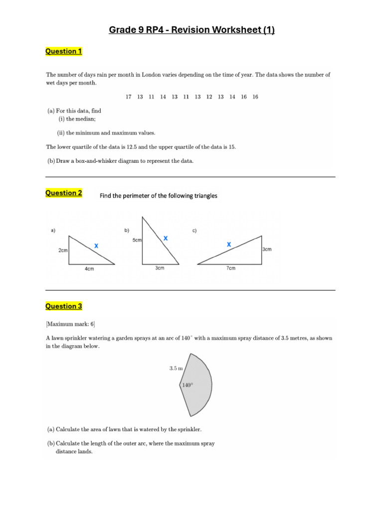 RP4 Revision Worksheet | PDF