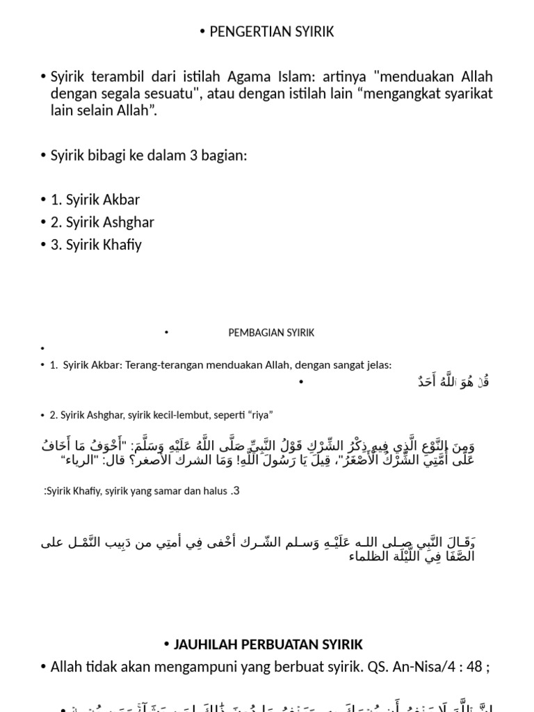 Pembagian Syirik dalam Islam | PDF