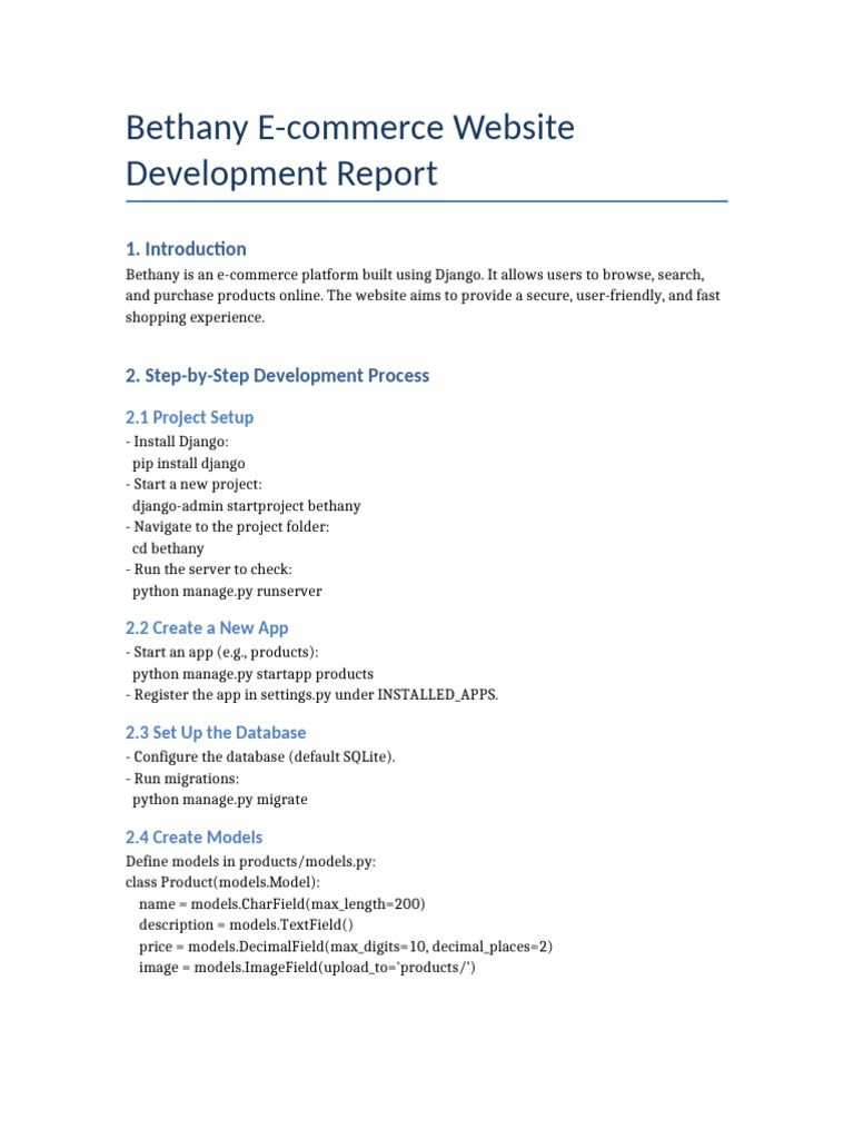 Bethany Ecommerce Report | PDF