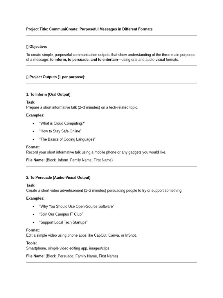 Purposive Communication Chapter 4 Project | PDF