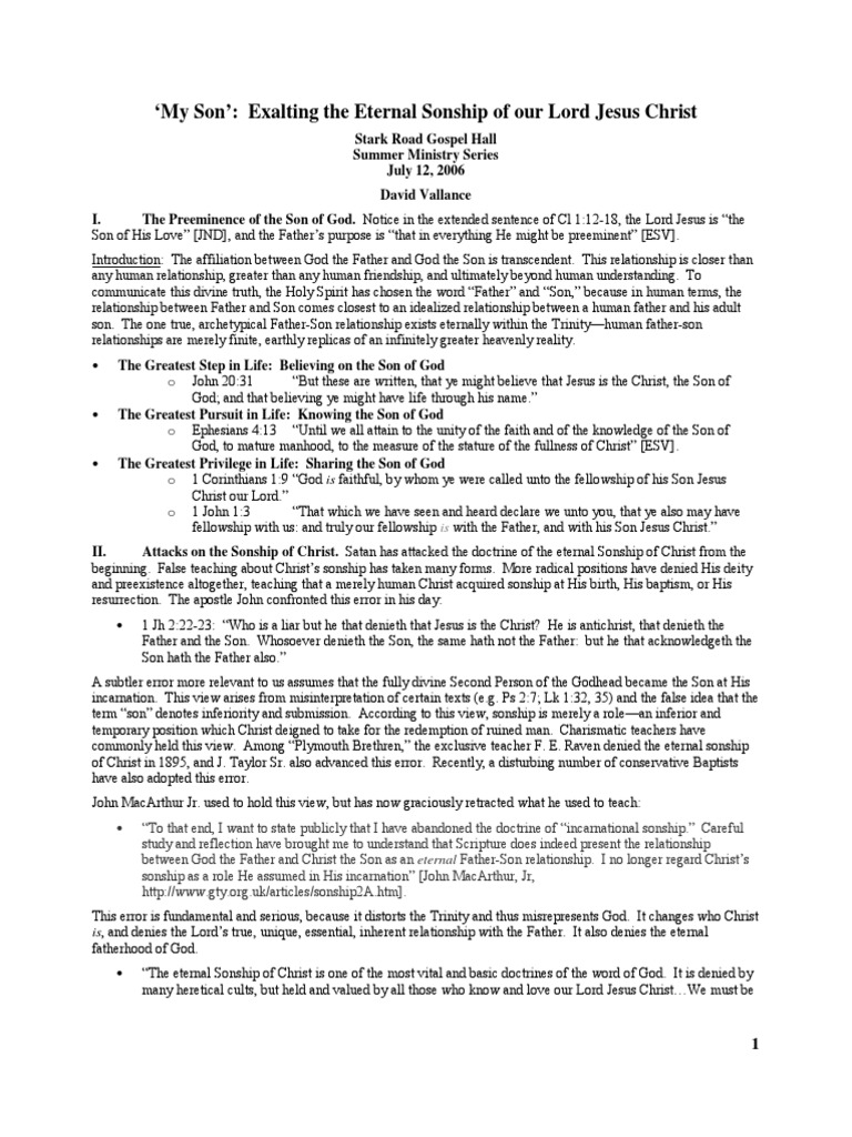 David Vallance - My Son | PDF | God The Father | Trinity