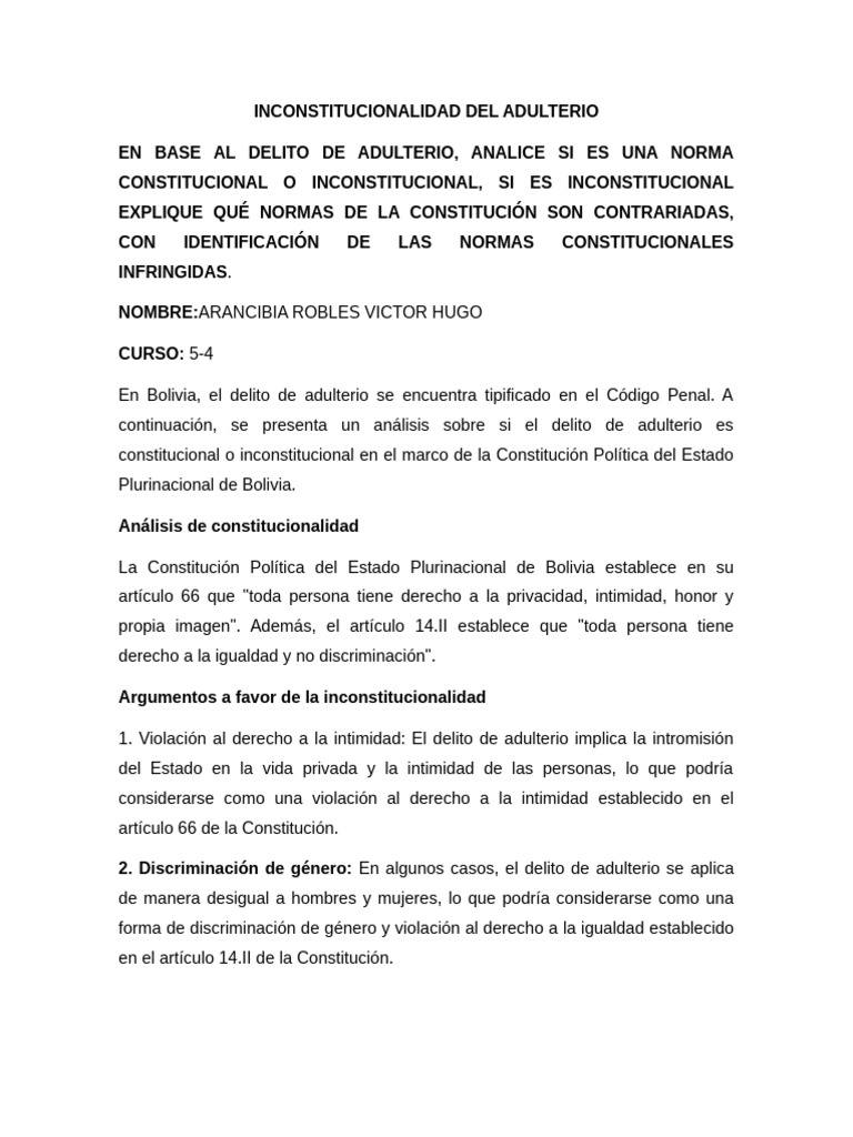 Arancibia Robles Victor Hugo | PDF | Adulterio | Violación