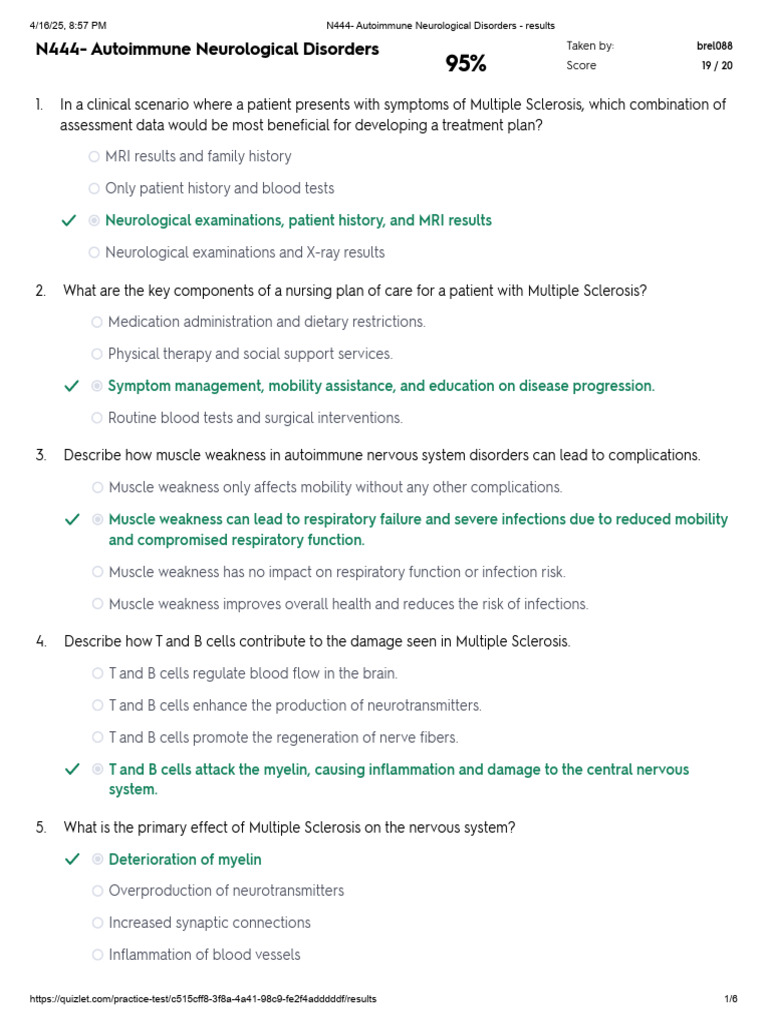 N444 - Autoimmune Neurological Disorders - Results | PDF | Multiple ...