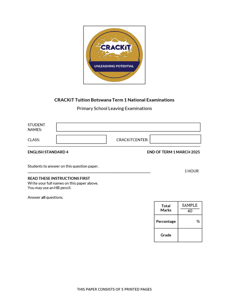 English STD 4 End of Term 1 | PDF | Languages | Foreign Language Studies