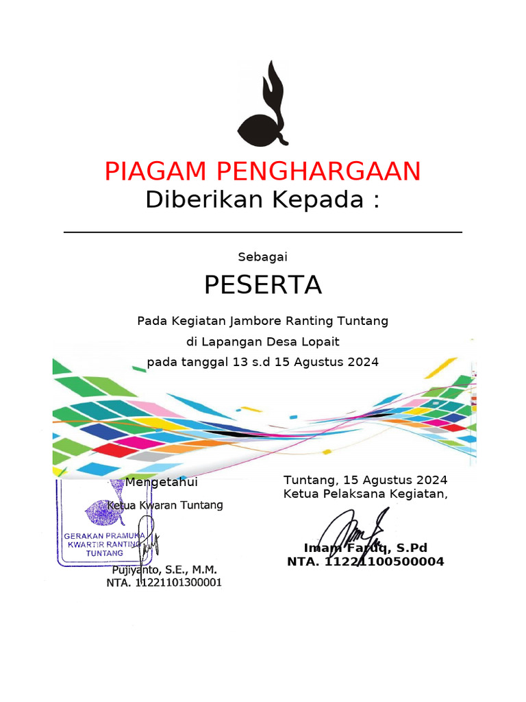 Piagam Jambore | PDF