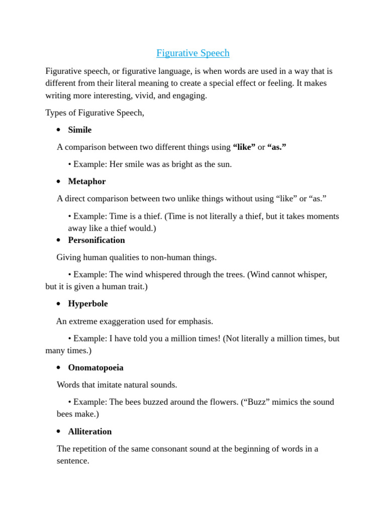 Figurative Speech - 8 English | PDF