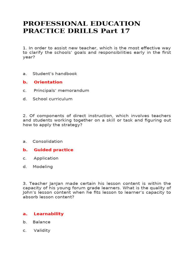 PROFESSIONAL EDUCATION PRACRILLS Part 17 | PDF | Statistics | Teachers